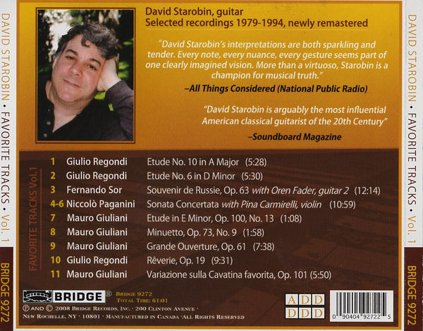 David Starobin: Favorite Tracks, Vol. 1 BRIDGE 9272 – Bridge Records