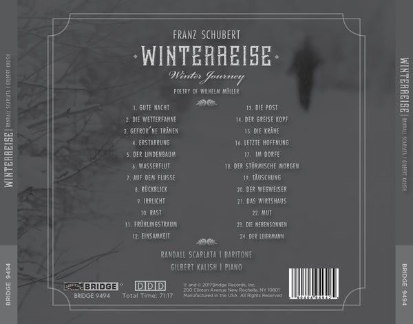 Winterreise Randall Scarlata, Gilbert Kalish BRIDGE 9494 – Bridge Records